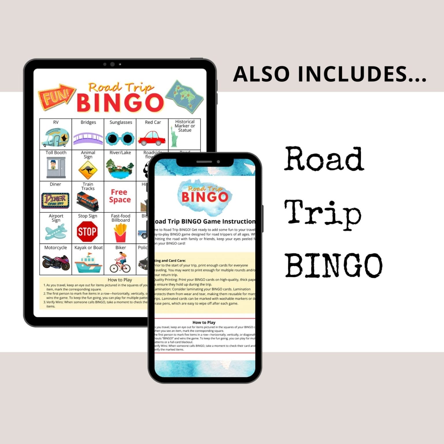 Road Trip Activity Bundle: Customizable Workbook & BINGO |That PLR Girl